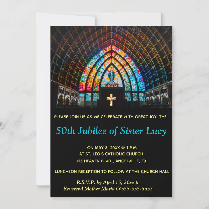 Editable Religious Event Stained Glass Invitation | Zazzle