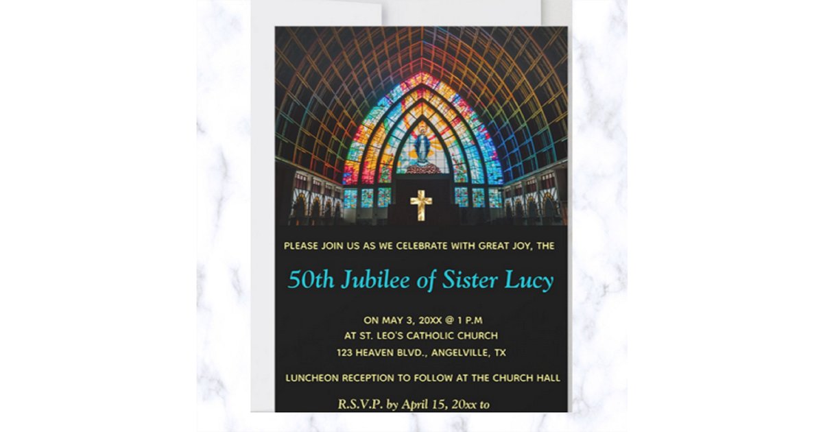 Editable Religious Event Stained Glass Invitation | Zazzle