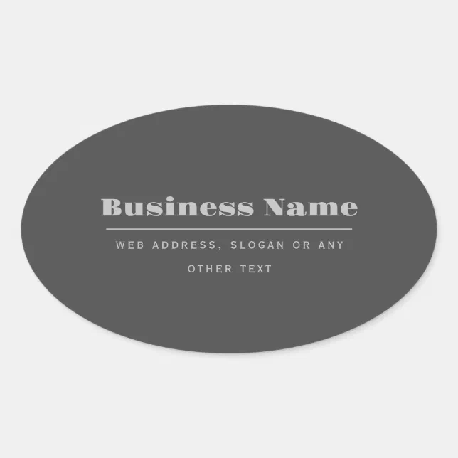 Editable Retro-Modern Text Template | Dark Grey Oval Sticker | Zazzle