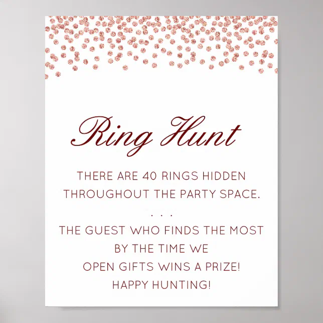 Editable Ring Hunt Bridal Shower Game Poster | Zazzle