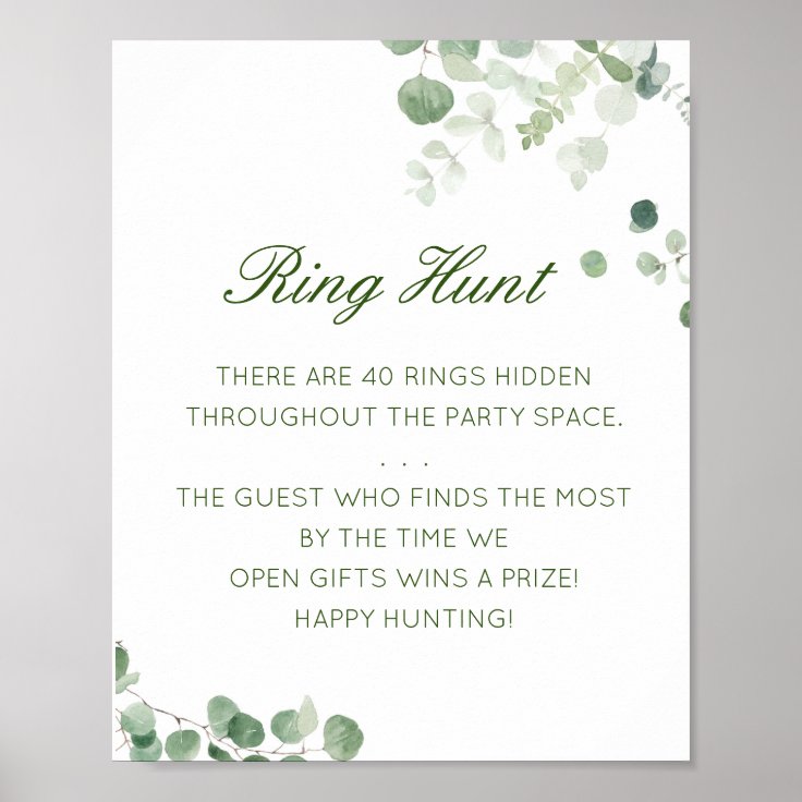 Editable Ring Hunt Bridal Shower Game Poster | Zazzle