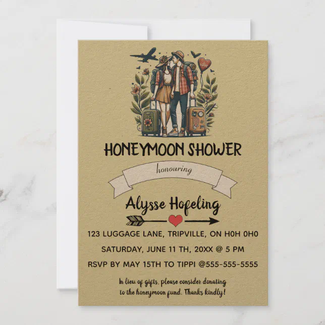 Editable Romantic Honeymoon Shower Invitation | Zazzle