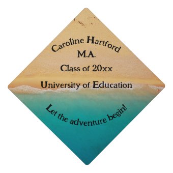 Editable Sandy Beach Graduation Cap Topper | Zazzle