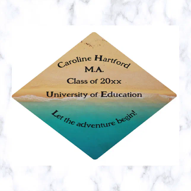 Editable Sandy Beach Graduation Cap Topper | Zazzle