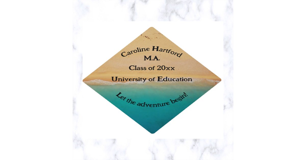 Editable Sandy Beach Graduation Cap Topper | Zazzle