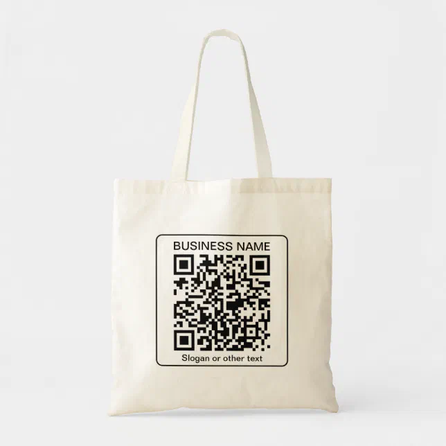 Editable Scannable QR code + Your Business Name Tote Bag | Zazzle