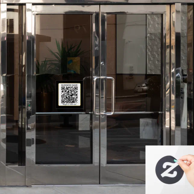 Editable Scannable QR code + Your Business Name Window Cling | Zazzle