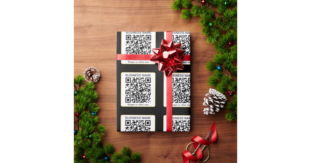 Editable Scannable QR code + Your Business Name Wrapping Paper | Zazzle