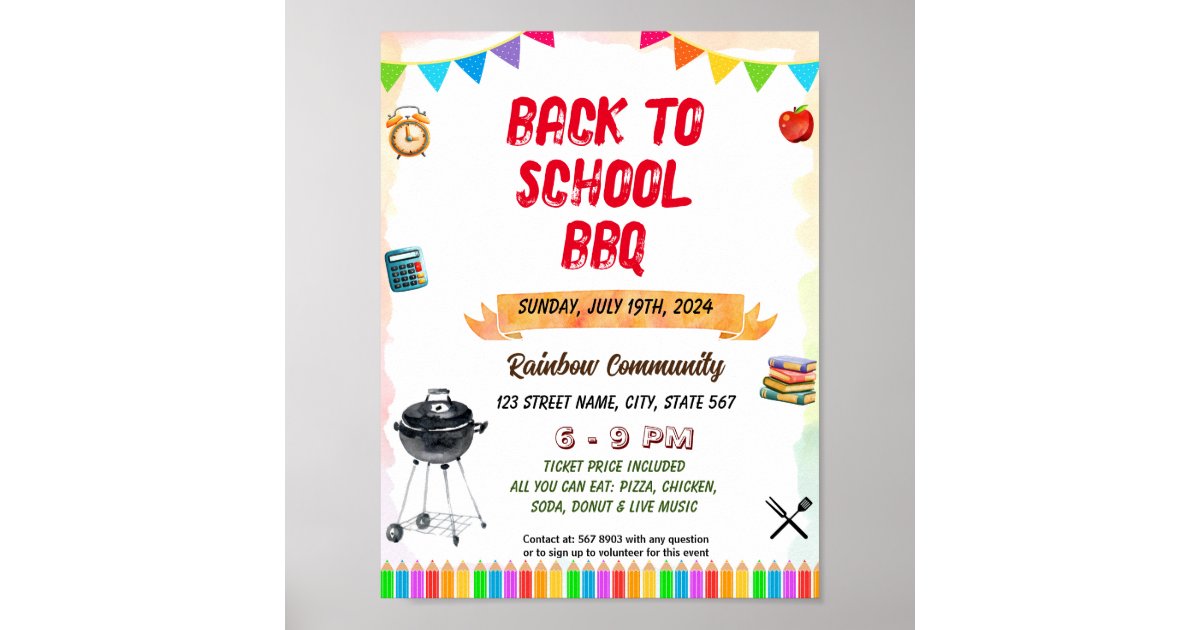 Editable School Bbq Picnic flyer Poster | Zazzle