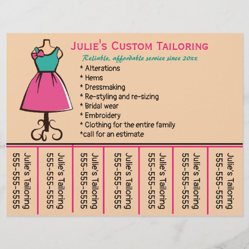 Editable Seamstress Phone Number Flyer | Zazzle