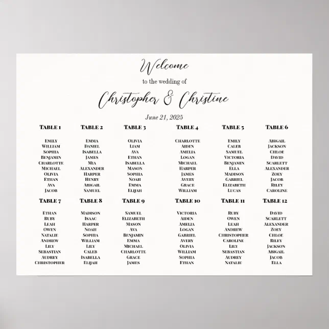Editable Seating Chart | Zazzle