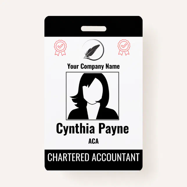 Editable Simple Black & White Employee ID Badge | Zazzle