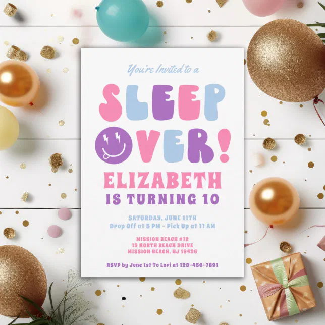 Editable Sleepover Birthday Party Invitation | Zazzle