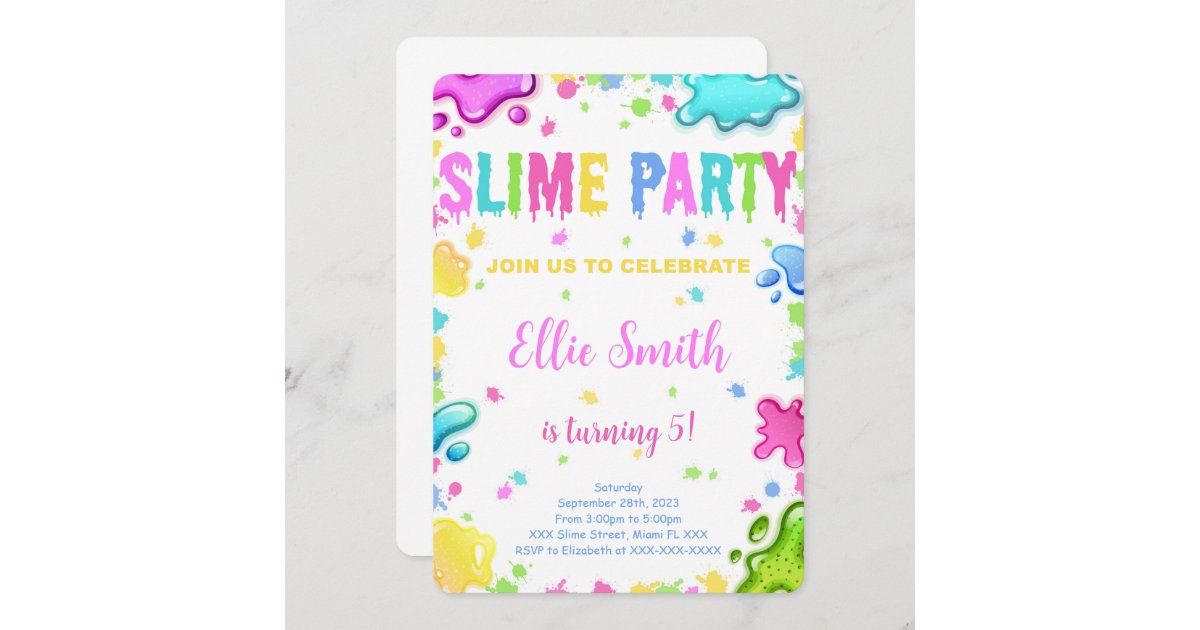 Editable Slime Birthday Invitation | Zazzle