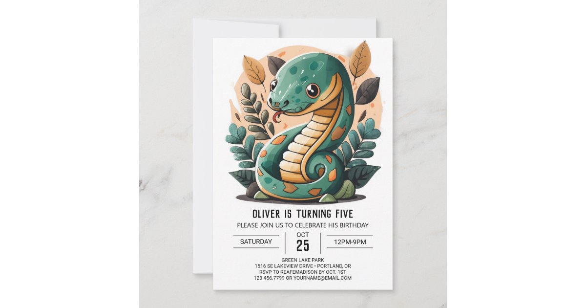 Editable Snake Birthday Invitation | Zazzle
