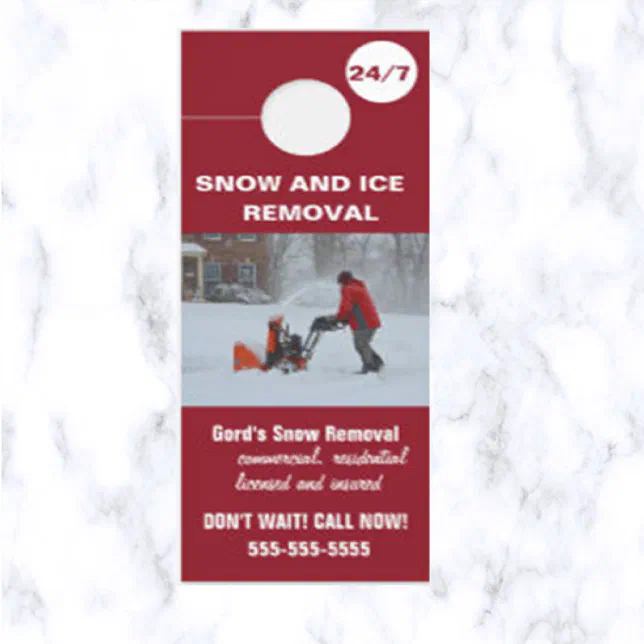 Editable Snow And Ice Removal Door Hanger | Zazzle