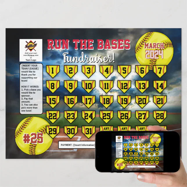 Editable Softball Calendar Fundraiser Flyer Invit Invitation | Zazzle