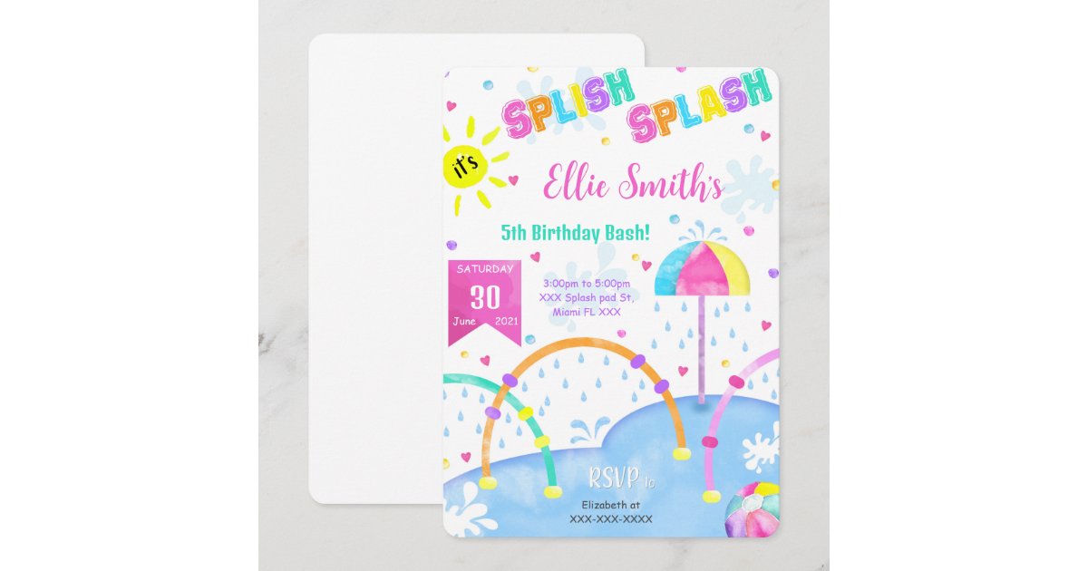 Editable Splash Pad Birthday Invitation | Zazzle