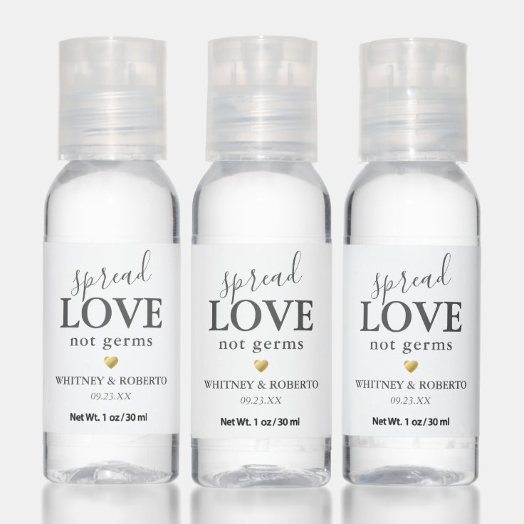 Editable Spread Love Not Germs Hand Sanitizer | Zazzle