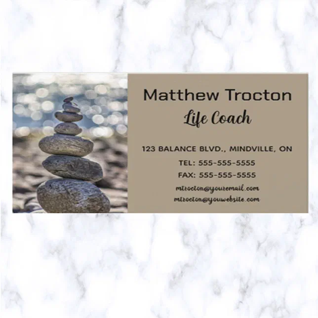 Editable Stacked Stones Life Coach Business Card | Zazzle