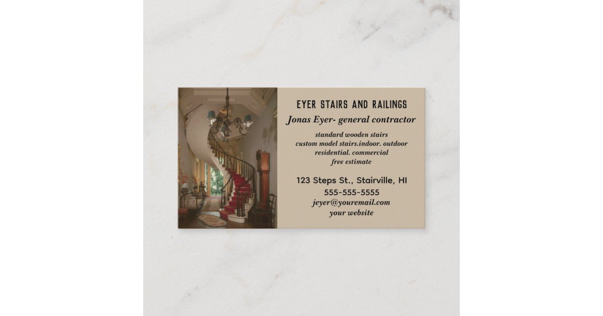 Editable Stairs and Railings Business Card | Zazzle