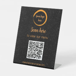Editable Starry Night Contactless QR Code Menu Pedestal Sign | Zazzle