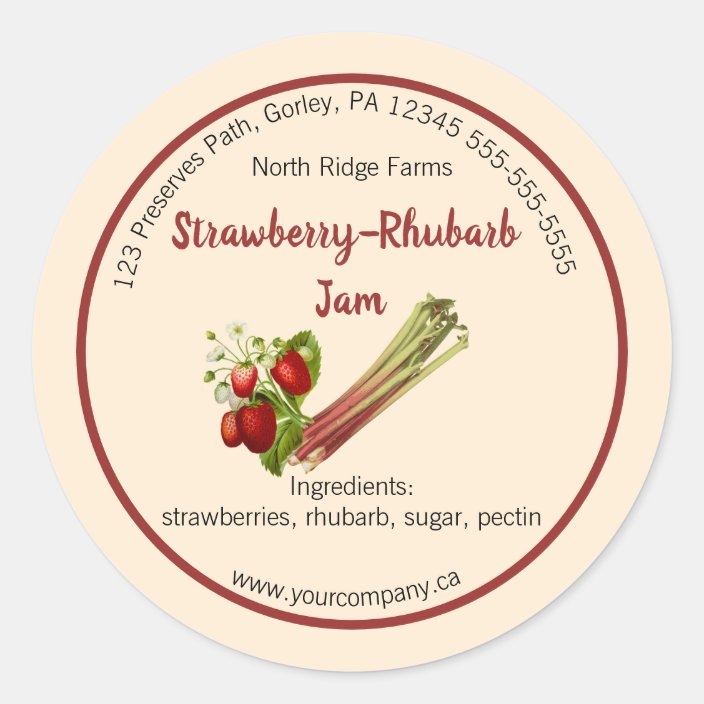 Editable Strawberry-Rhubarb Jam Label | Zazzle