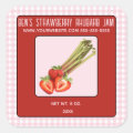 Editable Strawberry Rhubarb Jam Square Sticker | Zazzle