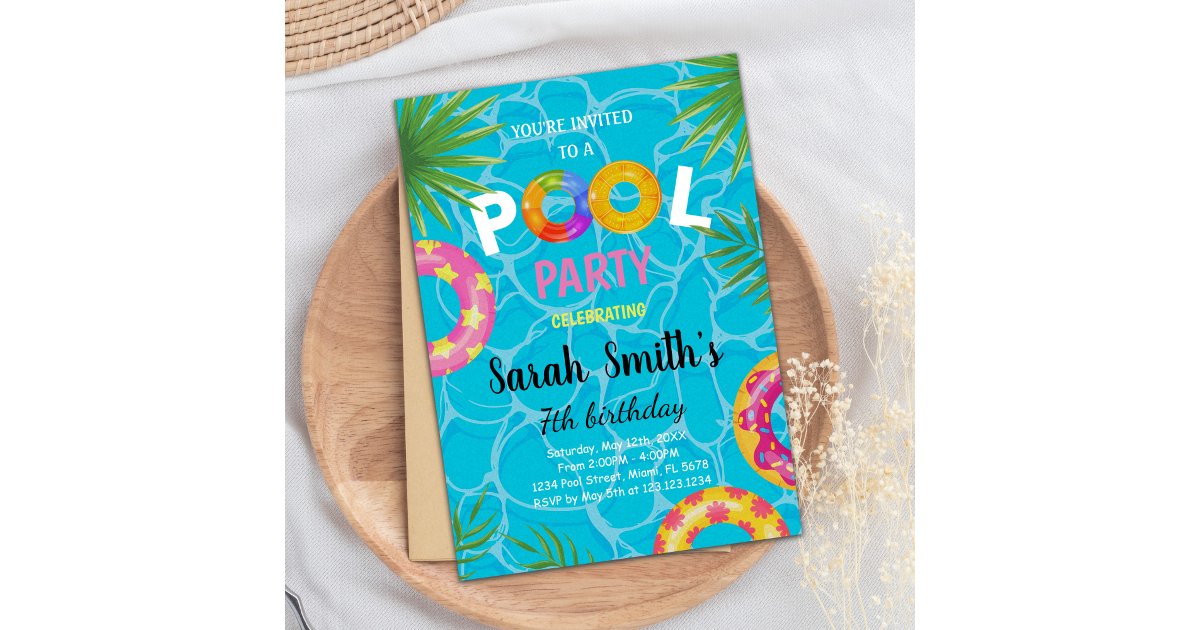 Editable Summer Swim Party Invite for Kids | Zazzle