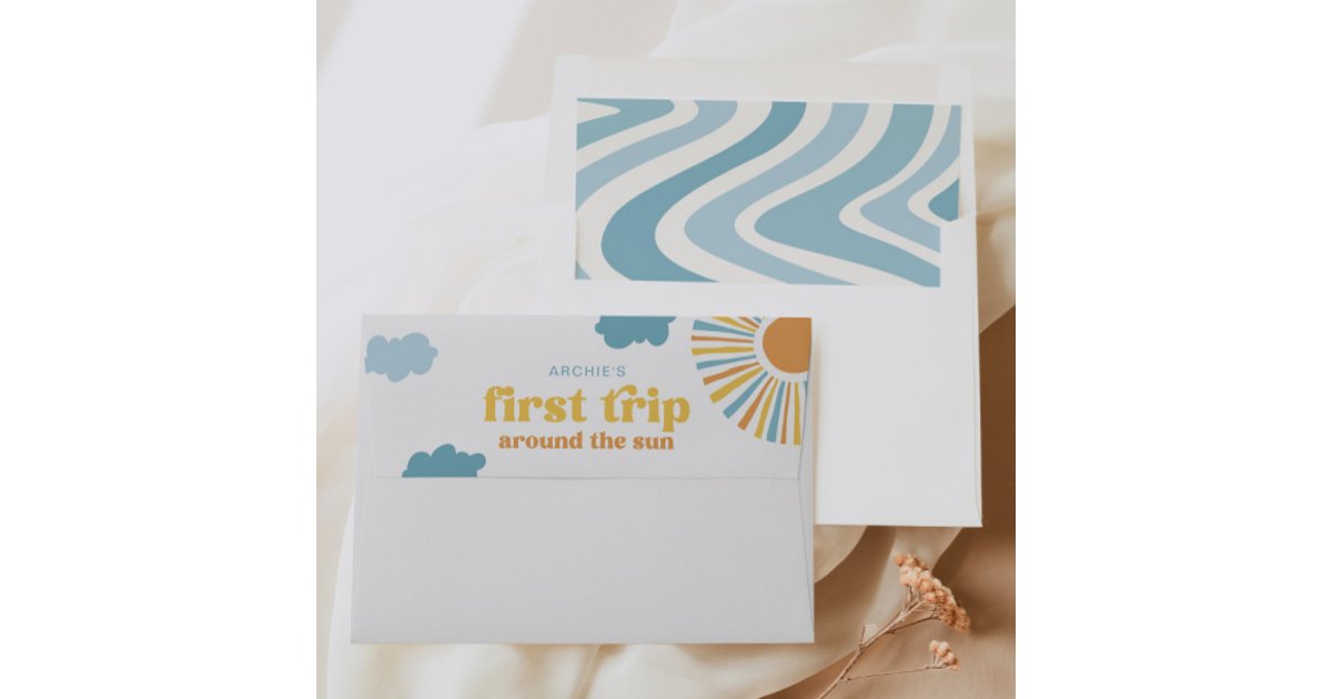 Editable Sun First Birthday Envelope | Zazzle