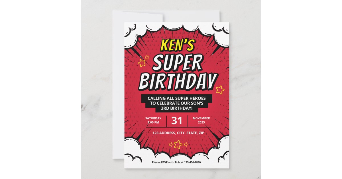 Editable Super Hero Birthday Party Invites | Zazzle