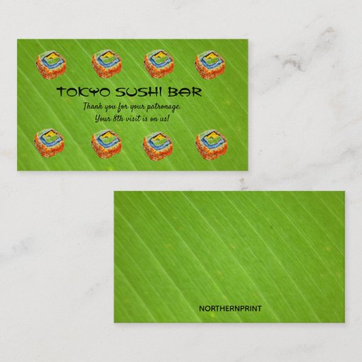 Editable Sushi Bar Loyalty Rewards Card | Zazzle
