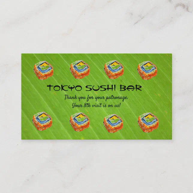 Editable Sushi Bar Loyalty Rewards Card | Zazzle