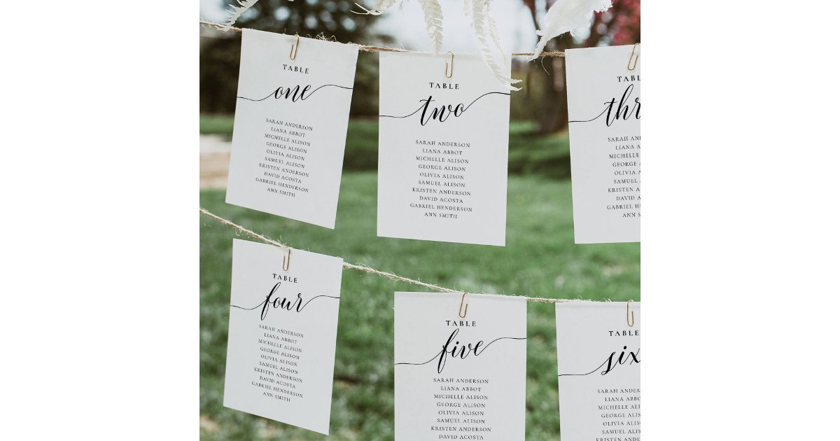 Editable Table Number One Seating Chart Card | Zazzle