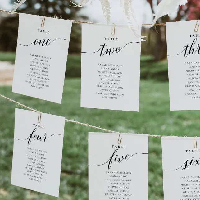 Editable Table Number One Seating Chart Card | Zazzle