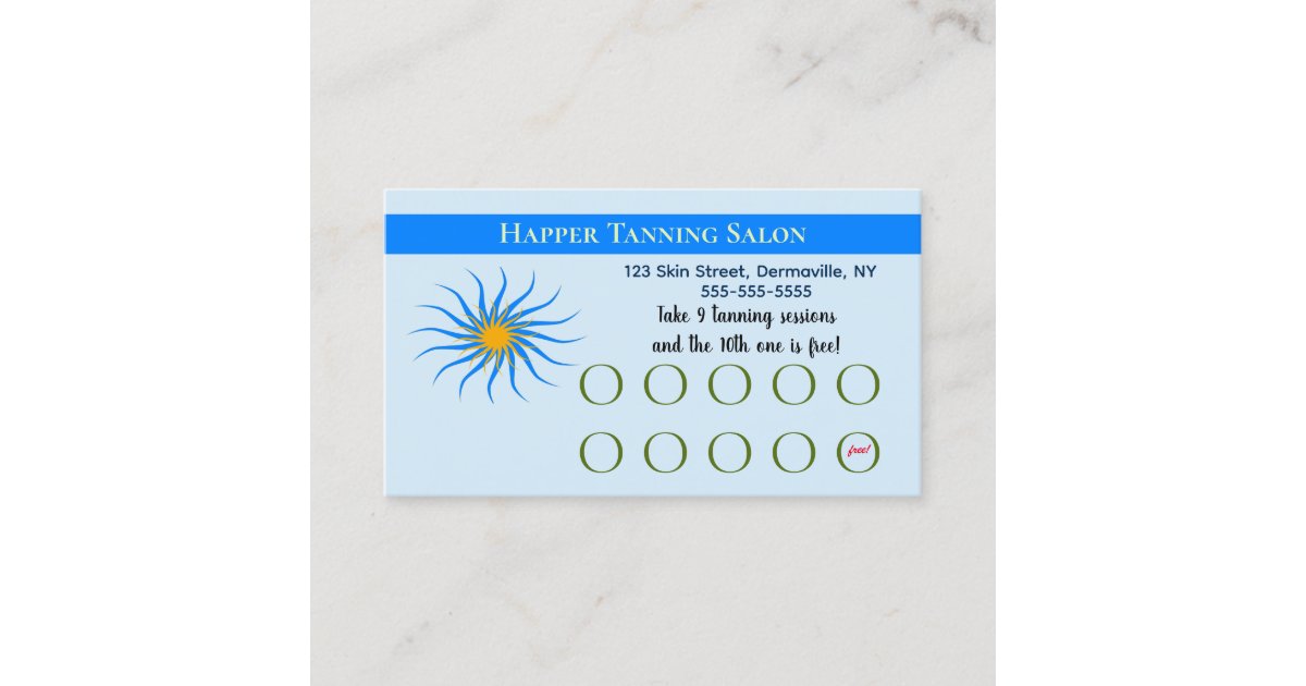 Editable Tanning Salon Loyalty Card | Zazzle