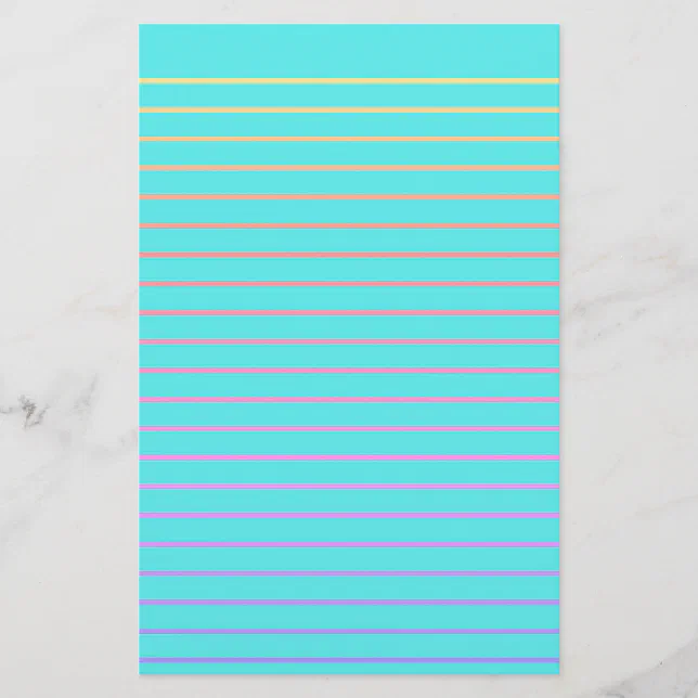 Editable Teal Decorative Lined Stationery Paper | Zazzle