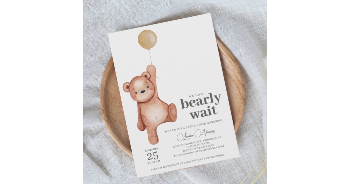 EDITABLE Teddy Bear Baby Shower Invitation | Zazzle