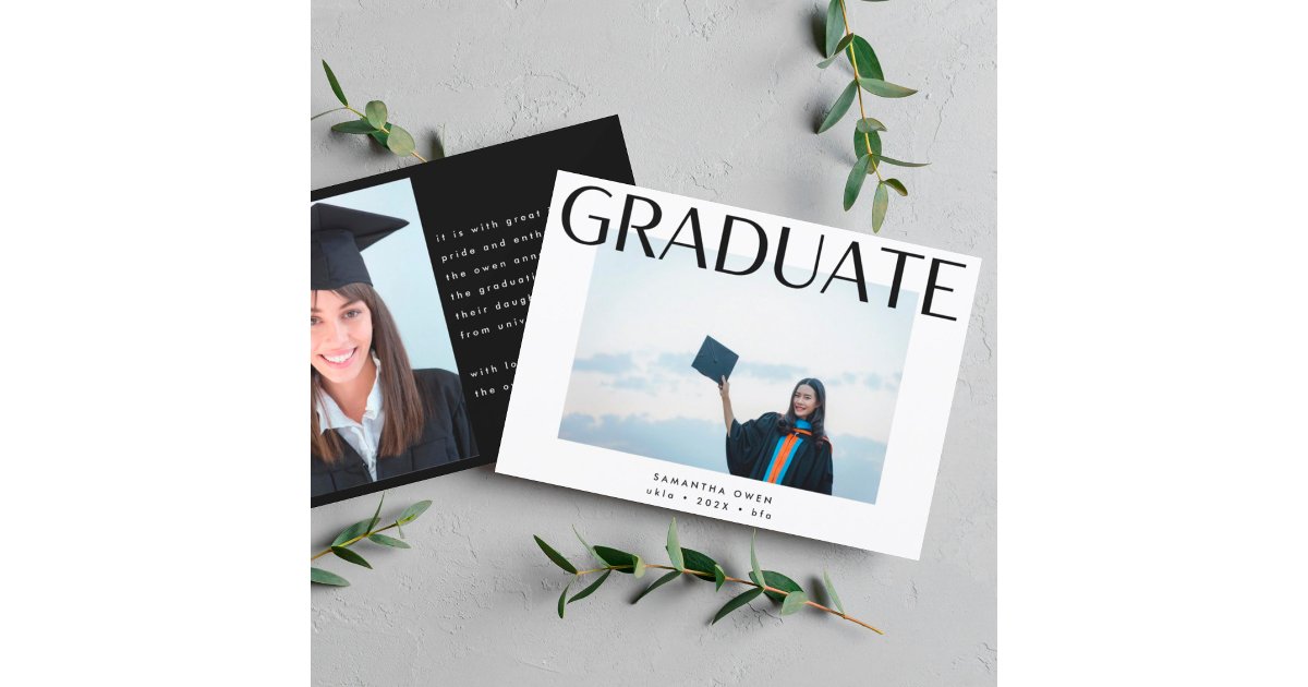 editable temple stylish college photo graduation announcement | Zazzle