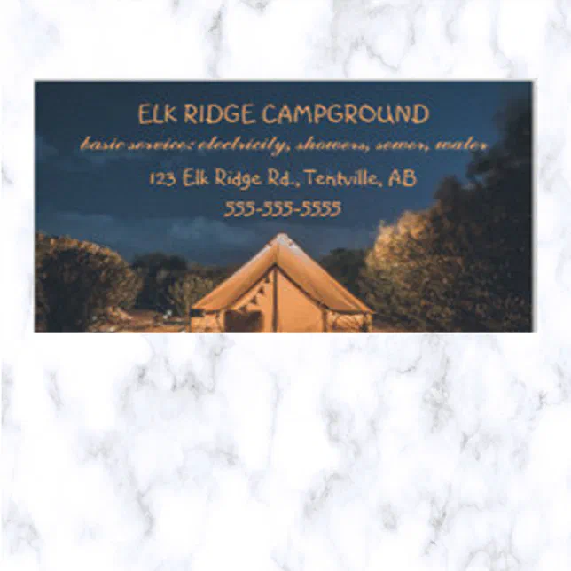 Editable Tent Campground Business Card | Zazzle