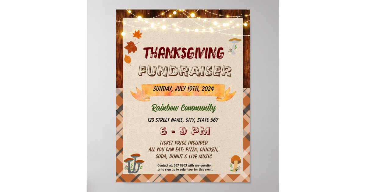 Editable thanksgiving autumn event flyer poster | Zazzle