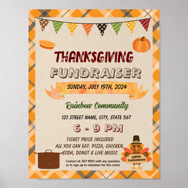 Editable Thanksgiving potluck flyer Poster | Zazzle