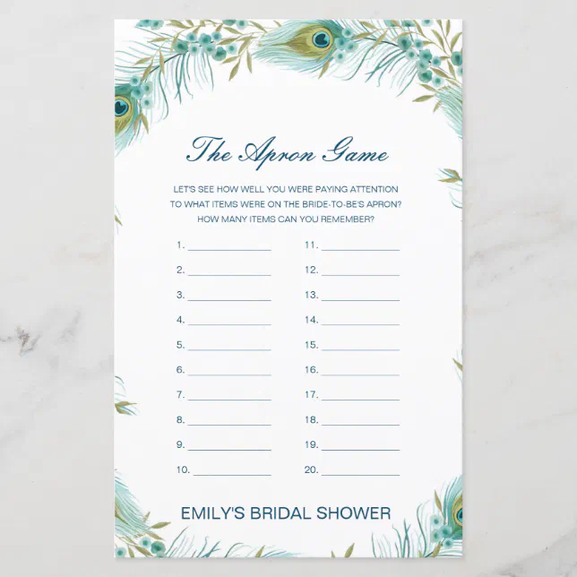 Editable The Apron Game Bridal Shower Game | Zazzle