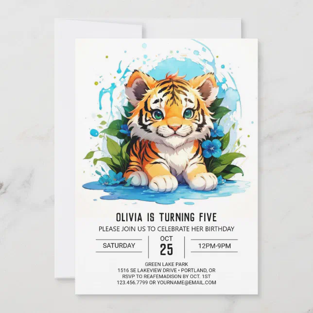 Editable Tiger Boy Birthday Invitation | Zazzle