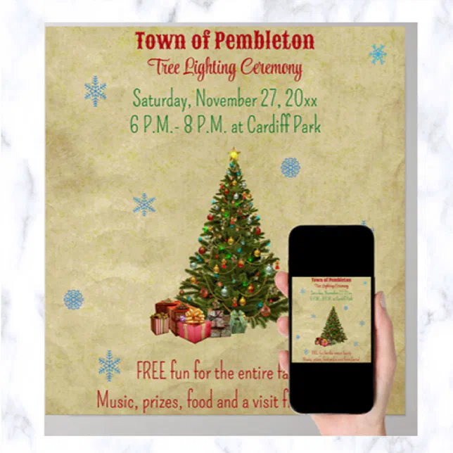 Editable Town Tree Lighting Ceremony Poster | Zazzle