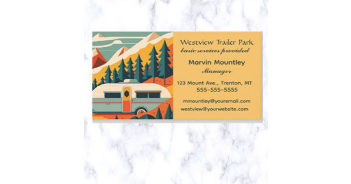Editable Trailer Park Campground Business Card | Zazzle