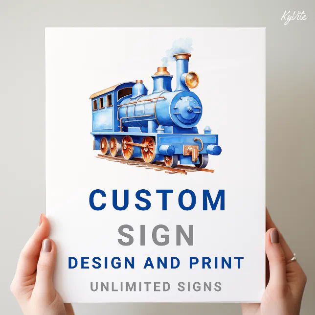 Editable Train Birthday Custom Sign Board | Zazzle