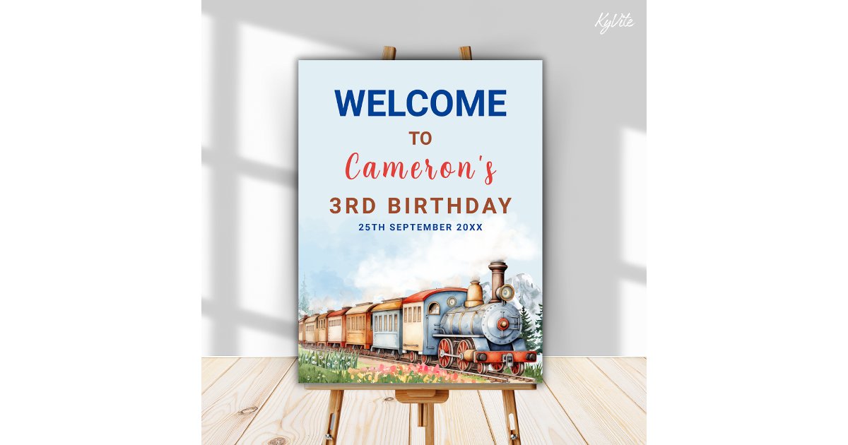 Editable Train Birthday Welcome Sign | Zazzle