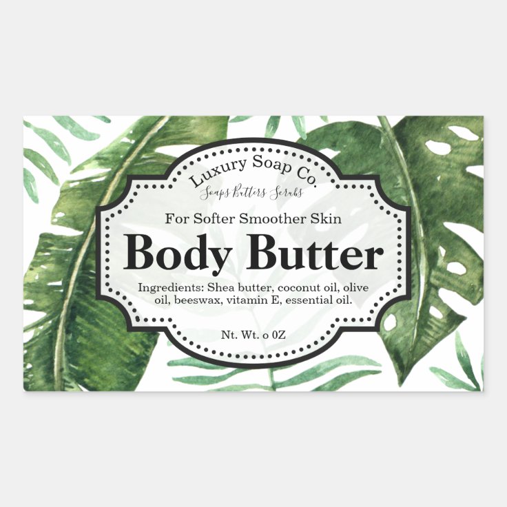 Editable Tropical Body Butter Label | Zazzle