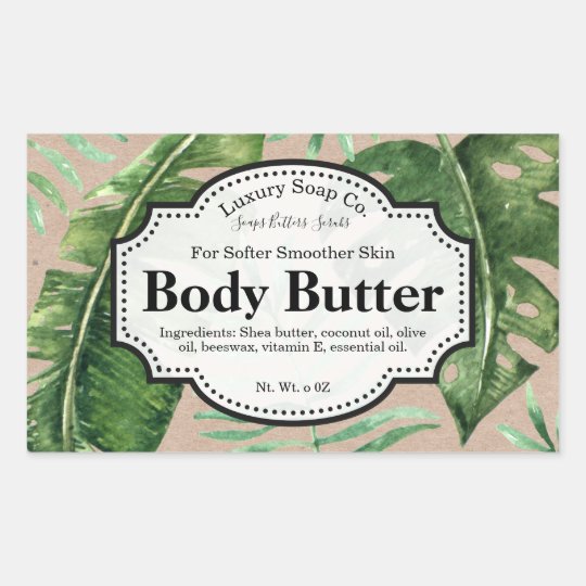 Editable Tropical Kraft Body Butter Label | Zazzle.com